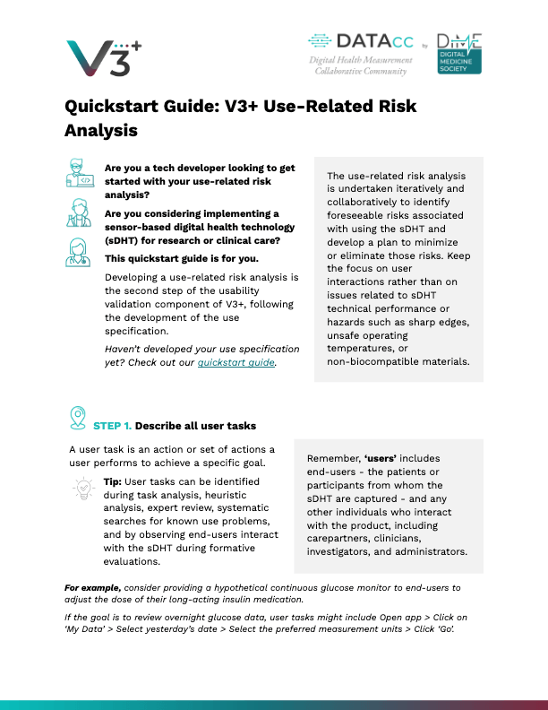 Quickstart Guide: V3+ Use-Related Risk Analysis – Digital Medicine ...